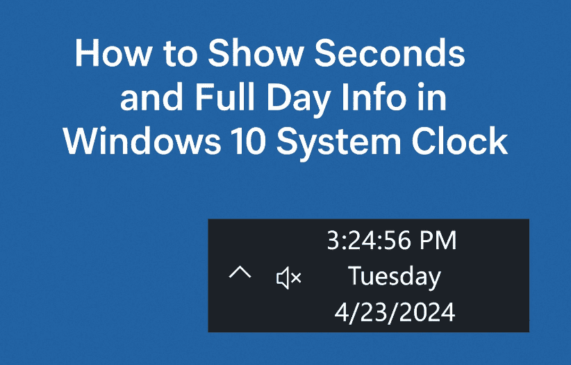 How to Show Seconds and Full Day Info in Windows 10 System Clock (With Registry Edits) - Digital ...
